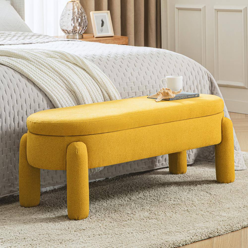 JAYDEN CREATION Felix Mustard Modern Waterproof Storage Bench with ...