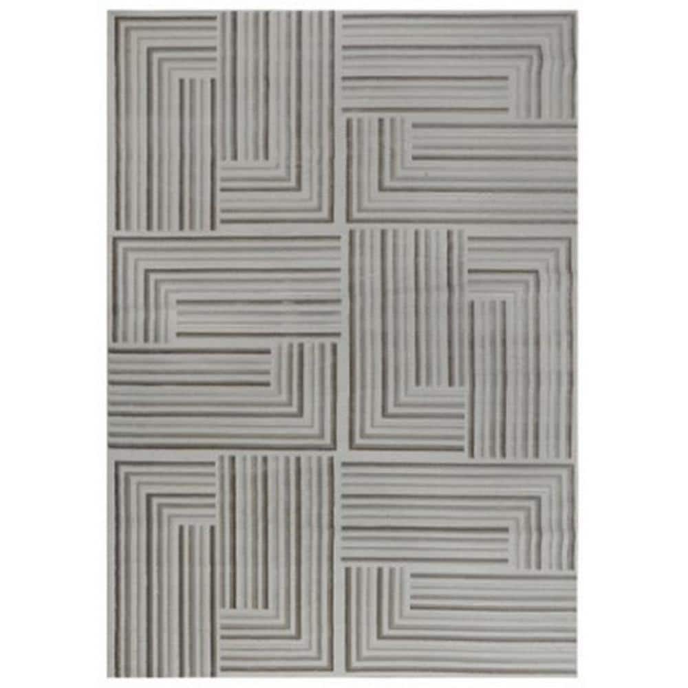 Benjara Dary 8 ft. x 10 ft. Cream and Taupe Geometric Area Rug BM318699 ...