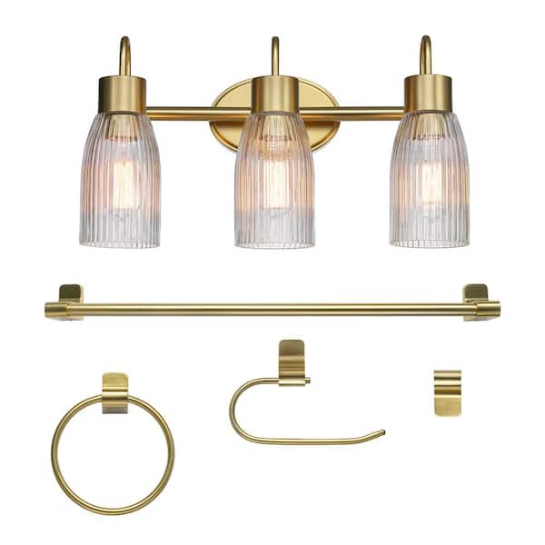 Globe Electric Katheryn 19 in. 3-Light Matte Brass Vanity Light with ...
