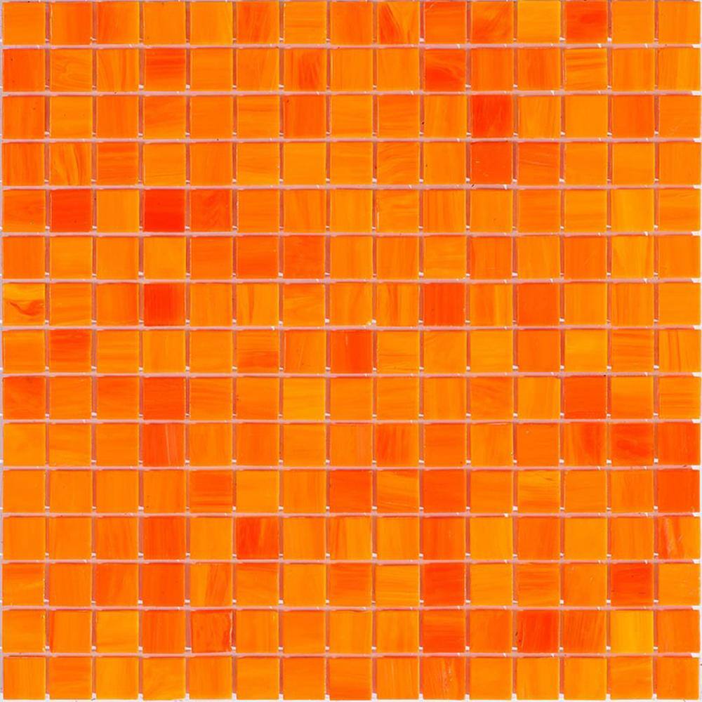 Apollo Tile Dune 4 in. x 6 in. Glossy Fire Orange Glass Mosaic Uniform ...
