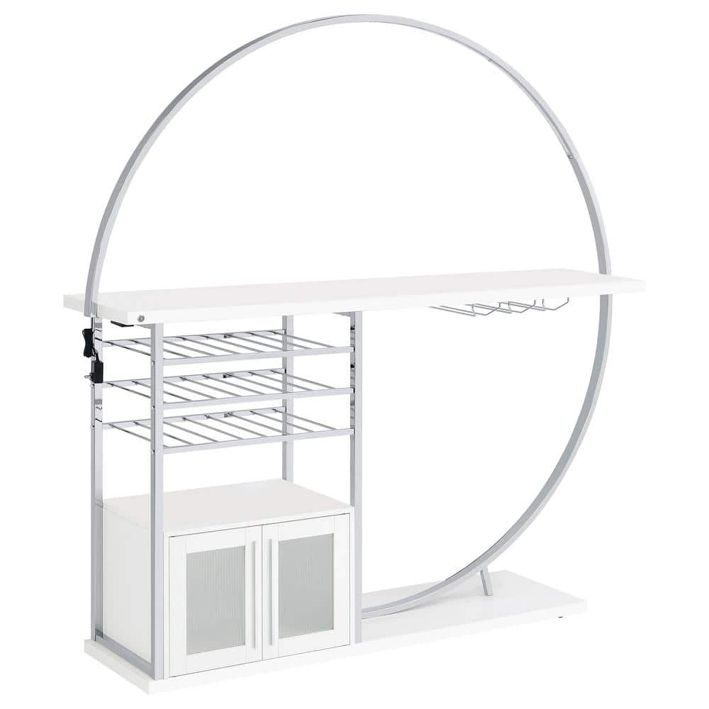 Coaster Risley White High Gloss 2-door Circular LED Home Bar with Wine ...