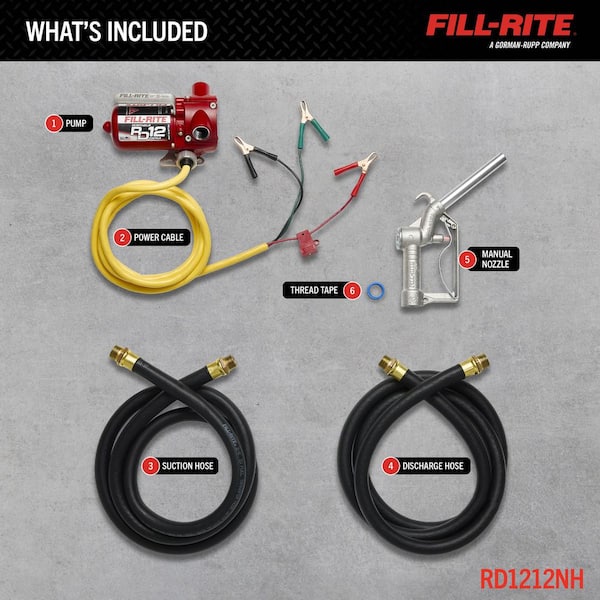 FILL-RITE 12-Volt 12 GPM 1/6 HP Portable Fuel Transfer Pump with ...