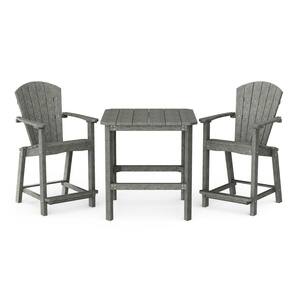 Wildridge Classic 3-Piece Weathered Wood HDPE Plastic Outdoor Patio ...