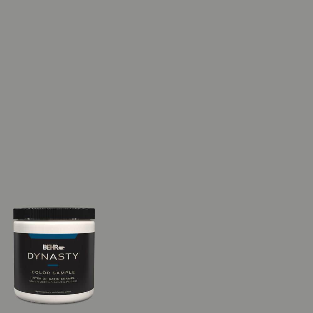 BEHR DYNASTY 8 oz. #PPU24-20 Letter Gray Satin Enamel Stain-Blocking ...