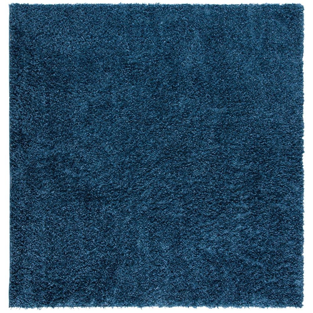 SAFAVIEH August Shag Navy 7 ft. x 7 ft. Solid Square Area Rug AUG200M ...