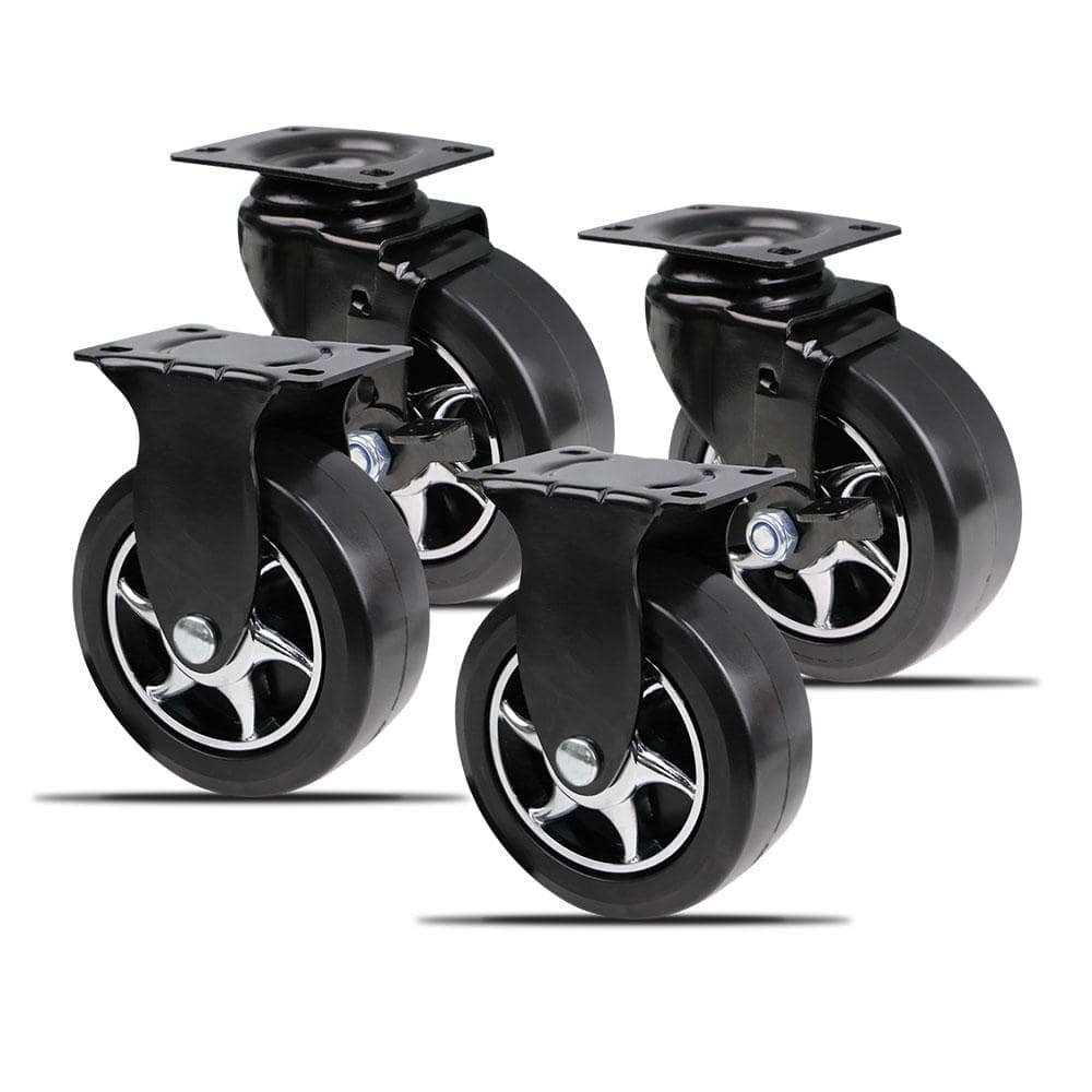 Everbilt 5 in. Black Tool Chest Caster Set 2 Rigid and 2 Swivel with ...