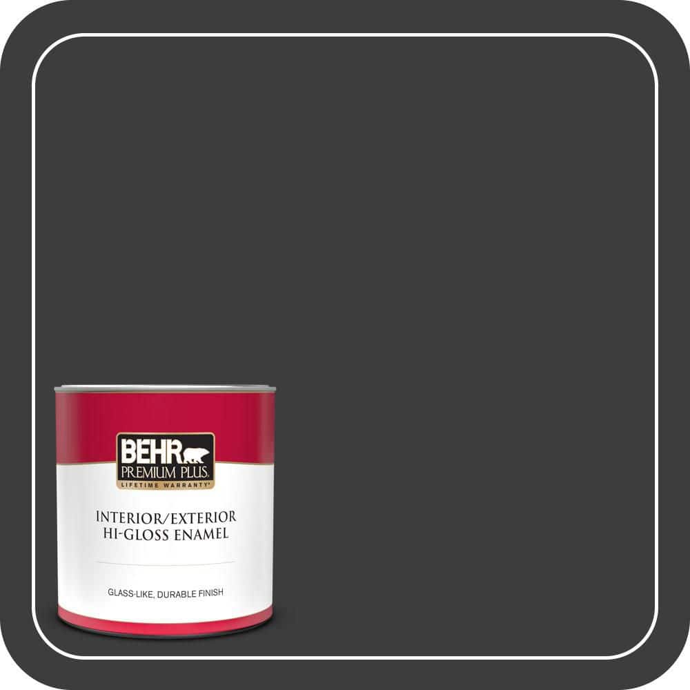 BEHR PREMIUM PLUS 1 qt. #PPF-59 Raven Black Hi-Gloss Enamel Interior ...