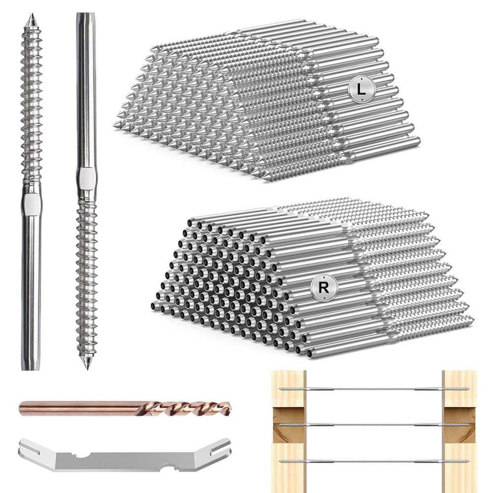 Afoxsos 100 Packs Stainless Steel 1/8 Cable Railing Hardware for Wood ...