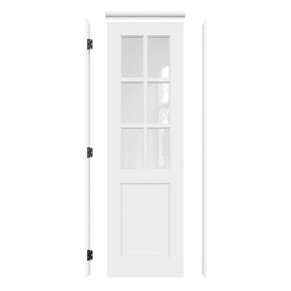 ARK DESIGN 24 in. x 80 in. Right 6-Lite Frosted Glass White Wood ...