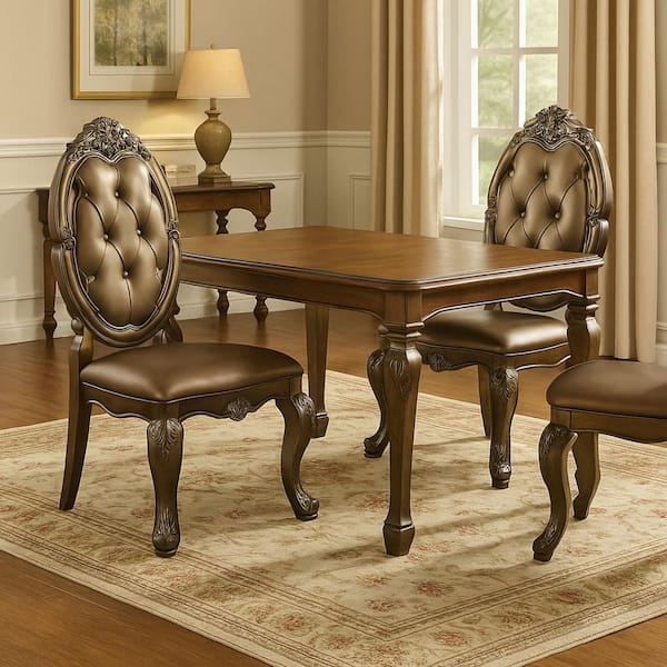 HOME IMPORTS EMPORIUM Gold/Gold Faux Leather Upholstered Wood Frame ...