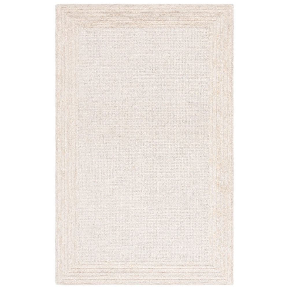 SAFAVIEH Ebony 5 ft. x 8 ft. Ivory/Beige Solid Striped Border Area Rug ...