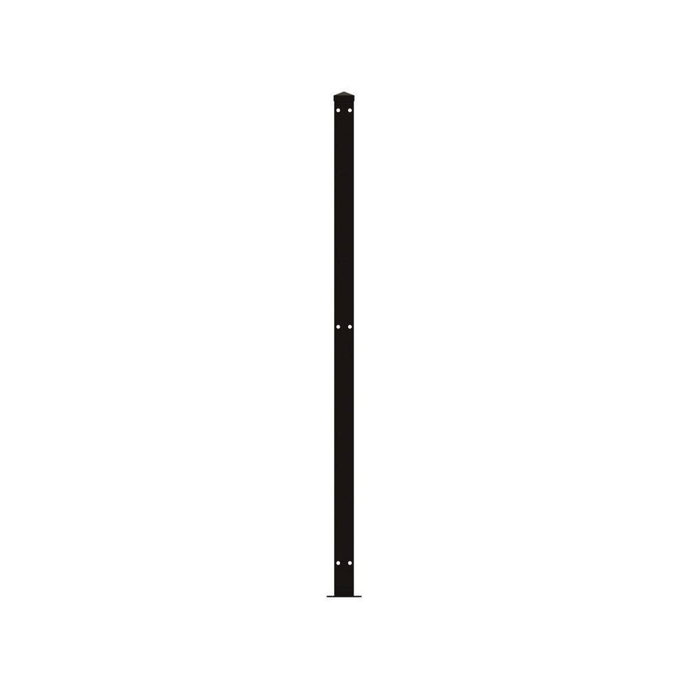 FORGERIGHT 62 in. H Deco Grid Black Steel Fence Post with Flange, Cap ...