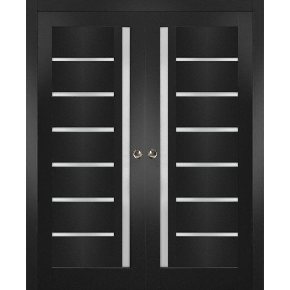 Sartodoors 64 in. x 96 in. 2 Panel Black Matte Finished Solid MDF ...