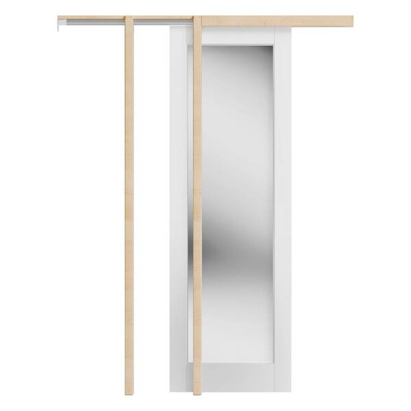 TENONER 48 in. x 80 in. Full Lite, Mirrored Glass, Solid Core, DIY ...