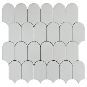 MOLOVO Clover Bloom White and Green 11.82 in. x 11.82 Floral Polished ...