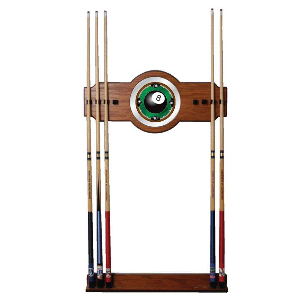 Trademark 8-Ball Rack'em 30 in. Wooden Cue Rack with Mirror RAC6000-8 ...