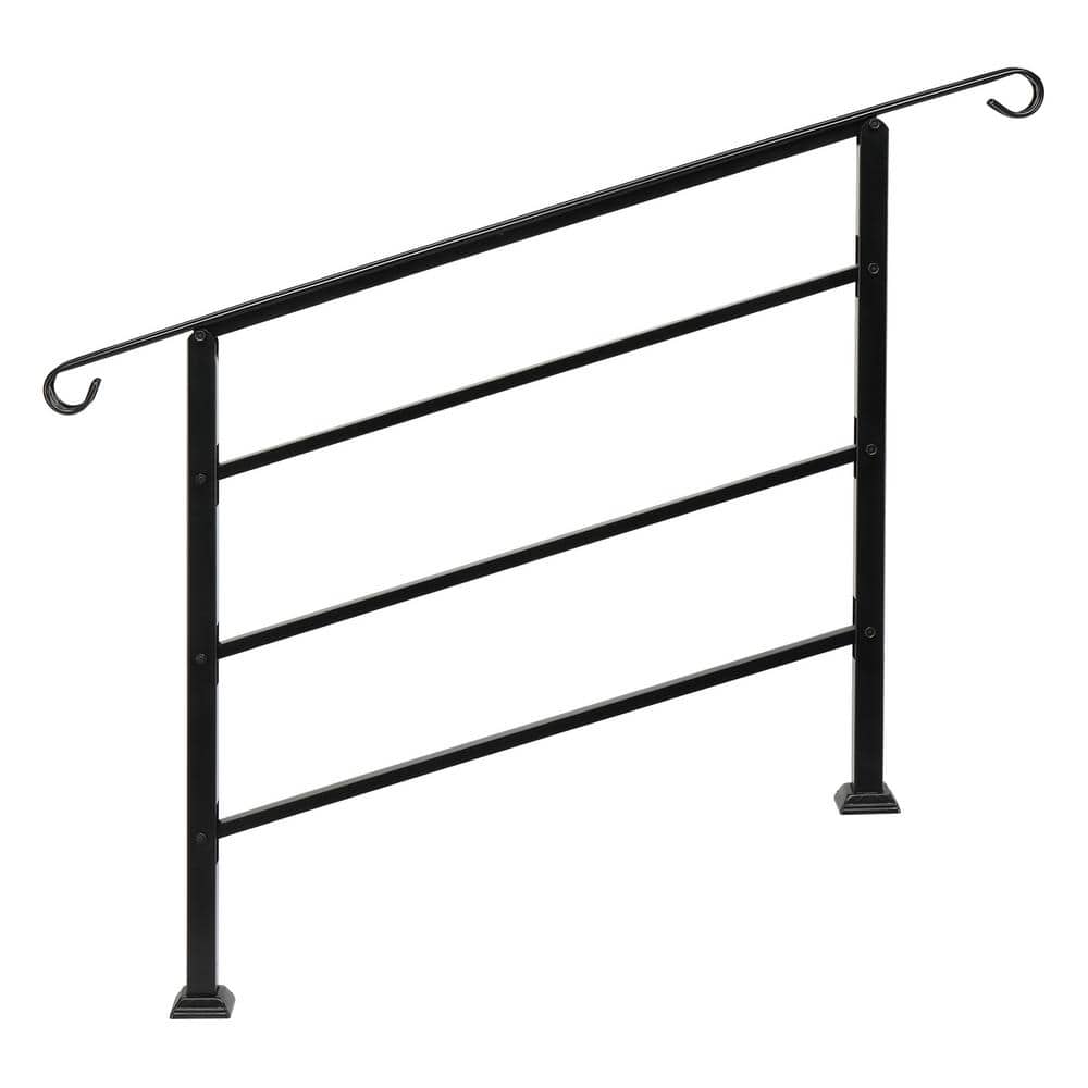 Karl home 33.2 in. H x 55.9 in. W Black Transitional Handrail Fits 4 ...