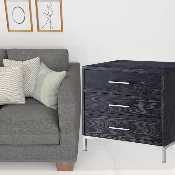 HomeRoots 24 in. Black Veneer End Table 2000544081 - The Home Depot