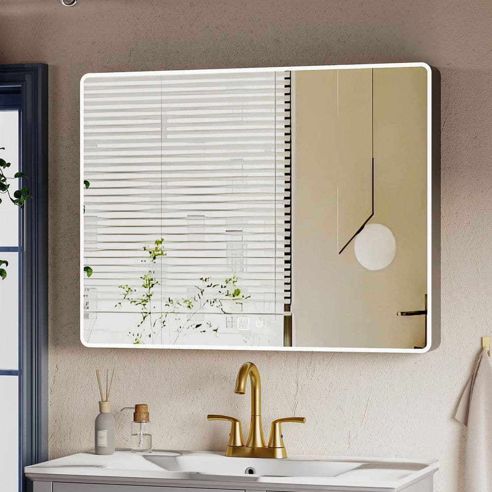 Bezeit 35.4 in. W x 27.6 in. H Rectangular Aluminum Medicine Cabinet ...