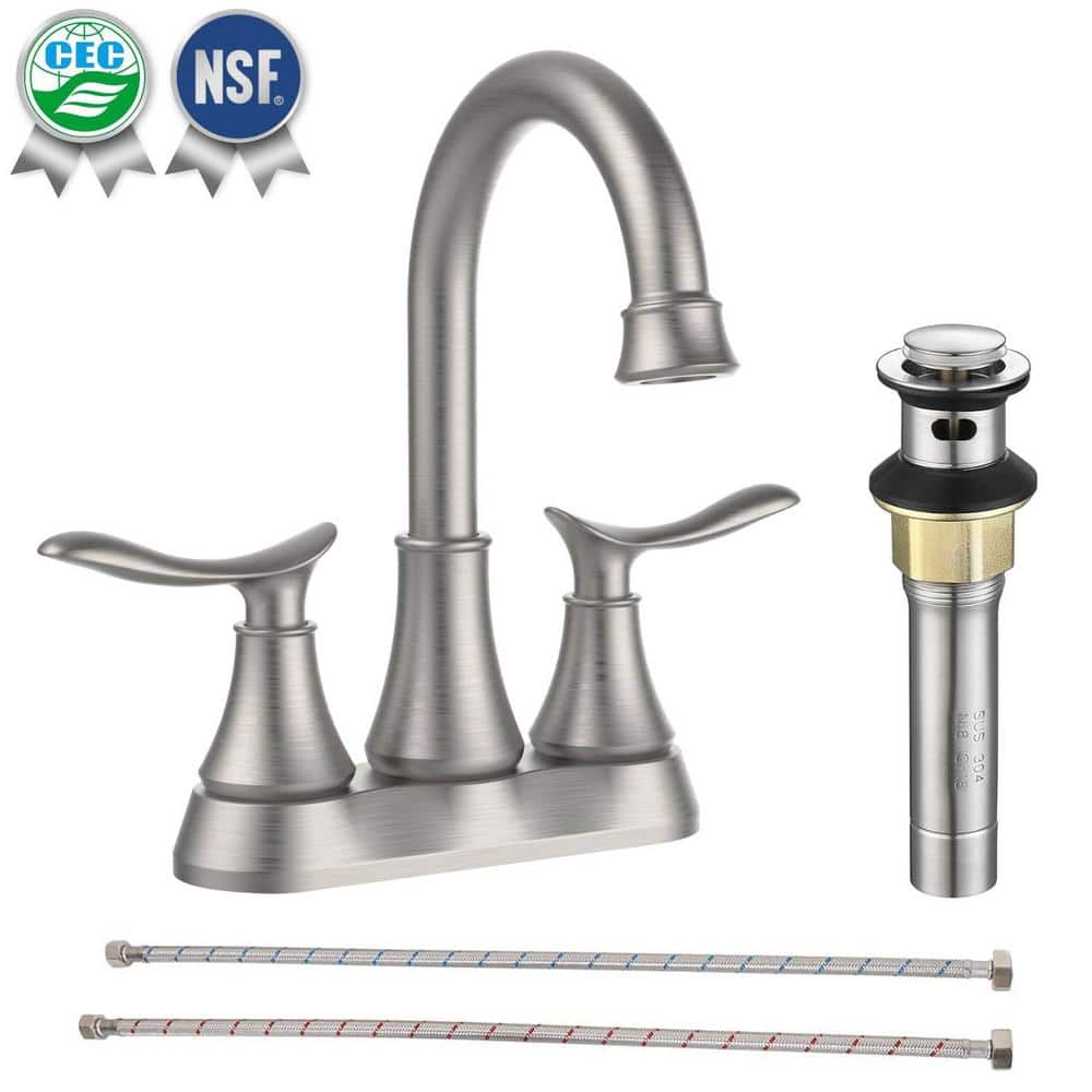 waterpar 4 in. Centerset Double Handle High Arc Bathroom Faucet with ...