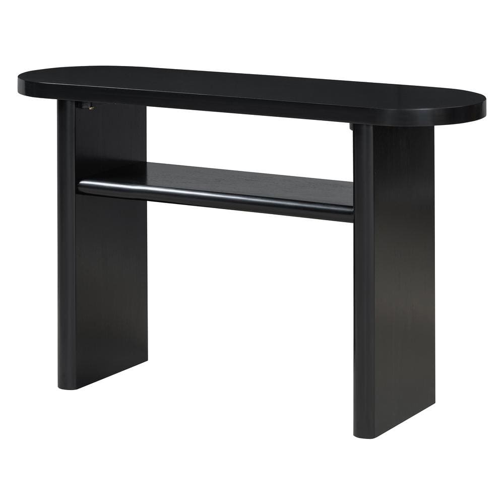 Qualler 47.8 in. Black Specialty MDF Console Table with Storage Shelf ...