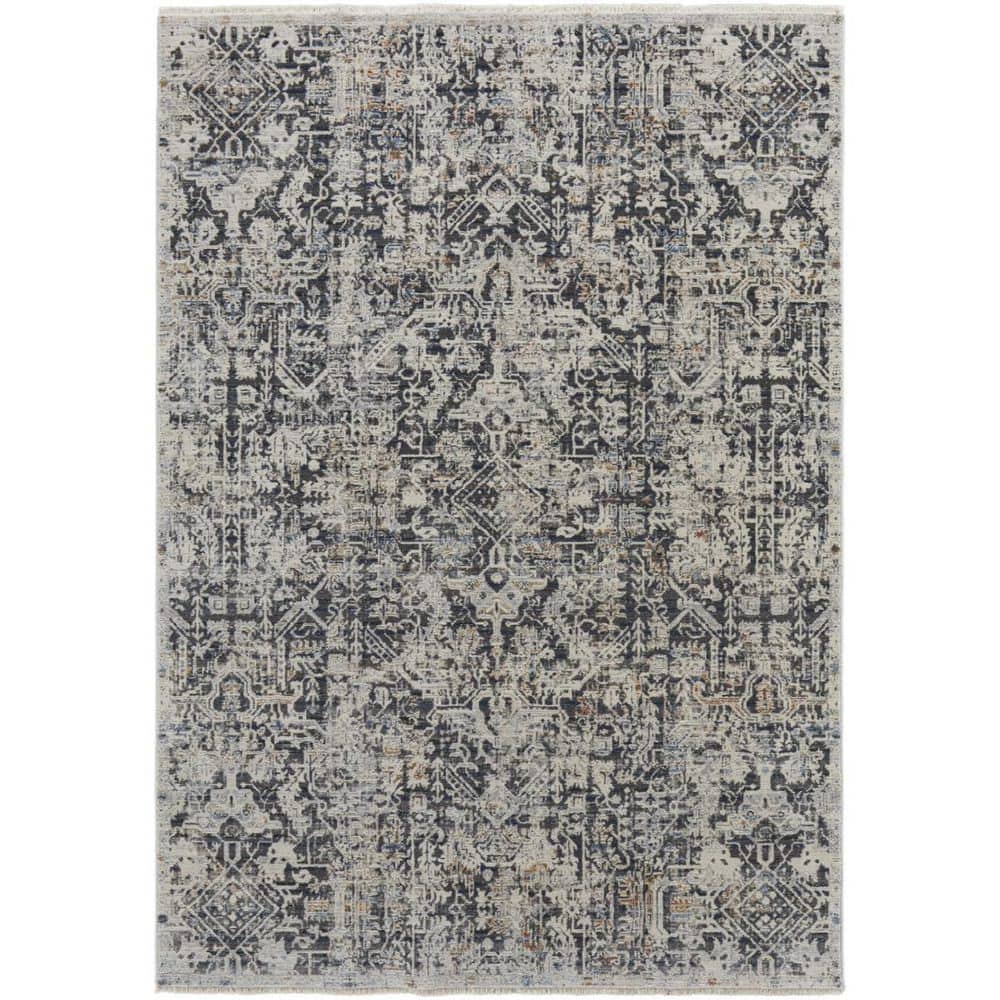 HomeRoots 2 ft. x 8 ft. Gray, Ivory Abstract Area Rug 2000514012 - The ...