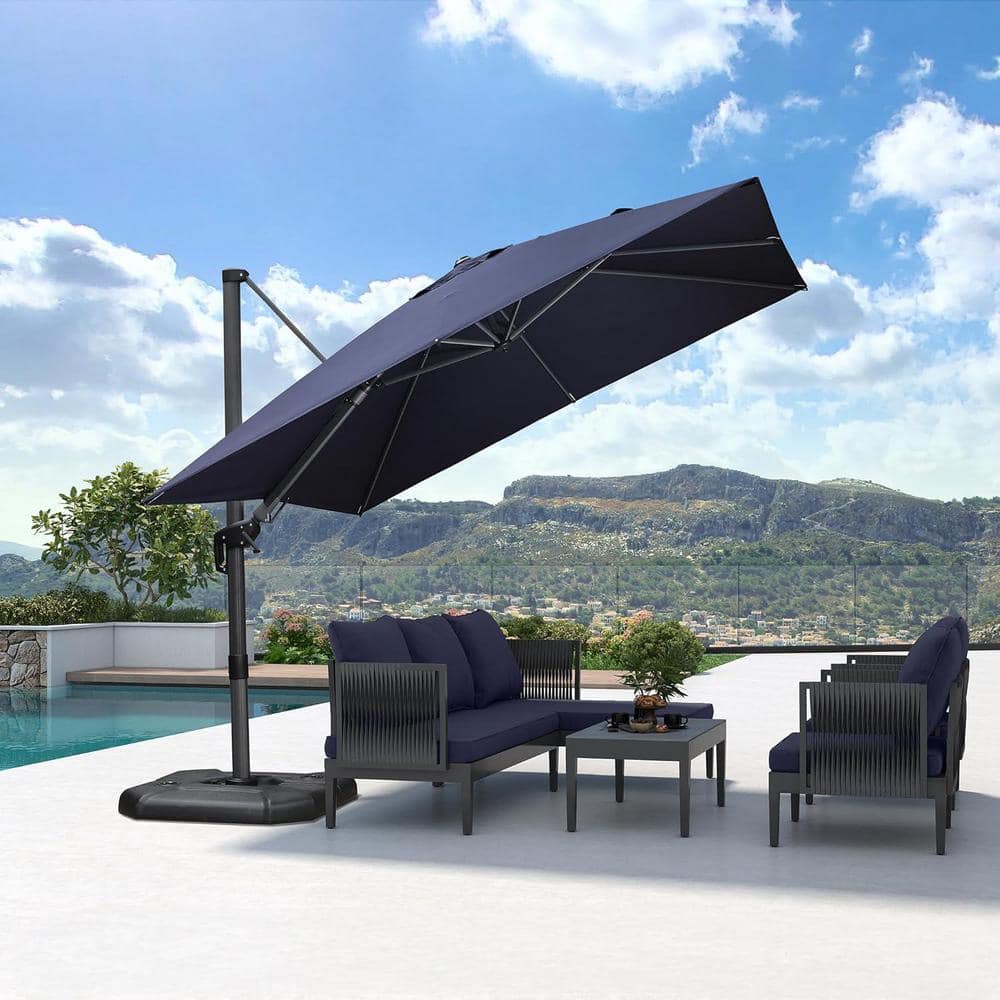 PURPLE LEAF 10 ft. Square Cantilever Patio Umbrella Swivel Aluminum ...