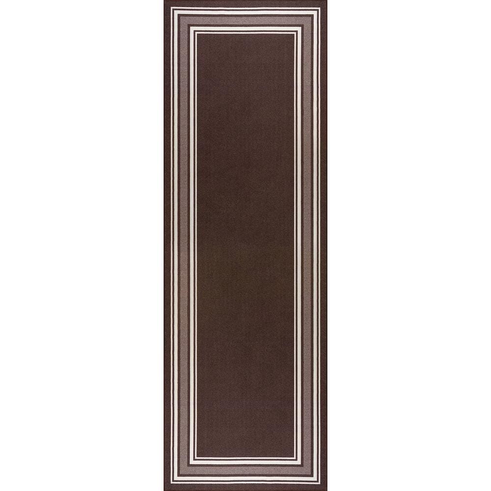 Beverly Rug 2 X 5 Brown Carmel Bordered Non Slip Runner Indoor Area Rug ...