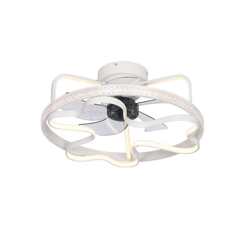 OUKANING 18 in. Modern Integrated LED White Semi Flush Mount 5 ABS ...