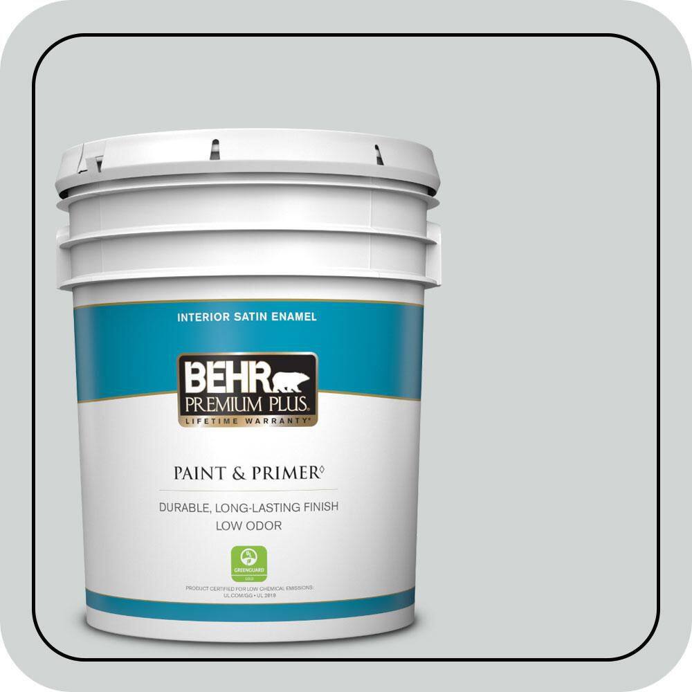 BEHR PREMIUM PLUS 5 gal. #N450-1 Evaporation Satin Enamel Low Odor ...
