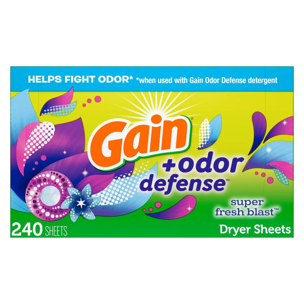 Gain Odor Defense Super Fresh Blast Scent Dryer Sheets (240-Count ...