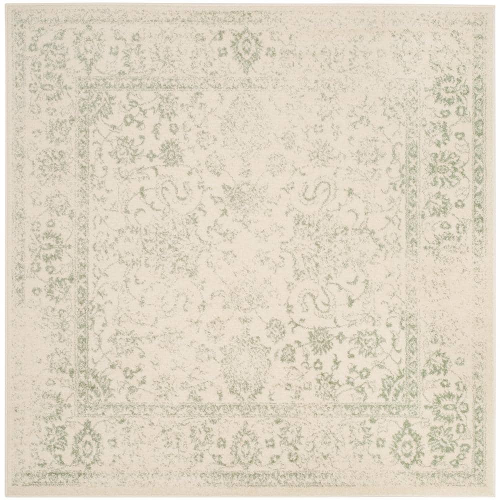 SAFAVIEH Adirondack Ivory/Sage 10 ft. x 10 ft. Border Distressed Square ...