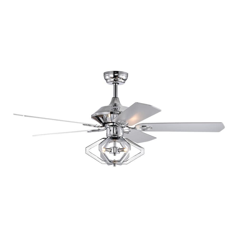 52 in. Smart Indoor/Outdoor Chrome Ceiling Fan with Remote Control and ...