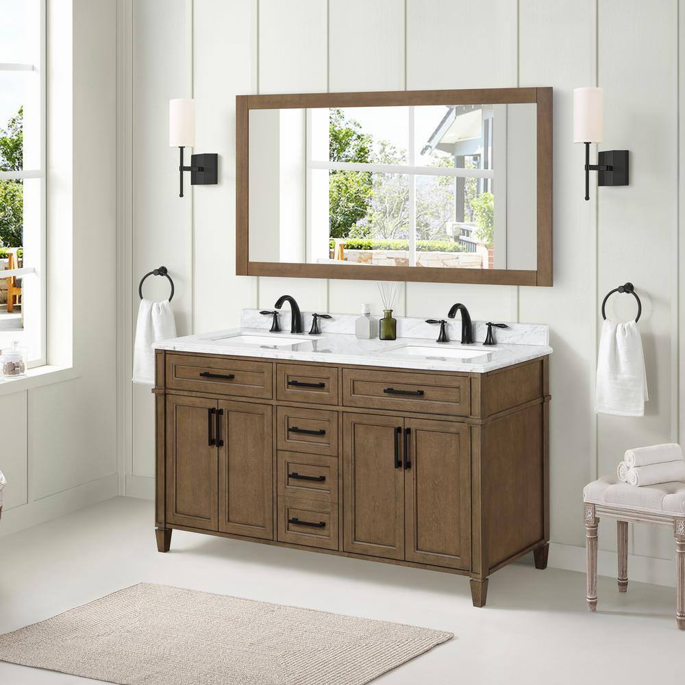Buy Caville 60 in. W x 22 in. D x 34.50 in. H Bath Vanity in Almond ...