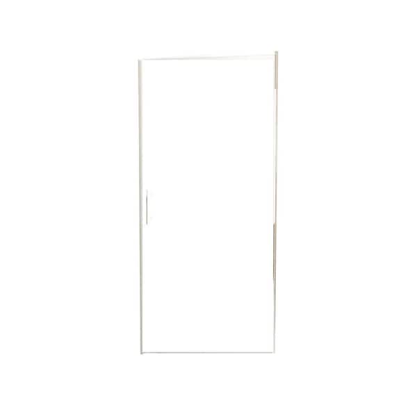 LIVACA 32 in. W x 72 in. H Pivot Semi-Frameless Shower Door in Brushed ...