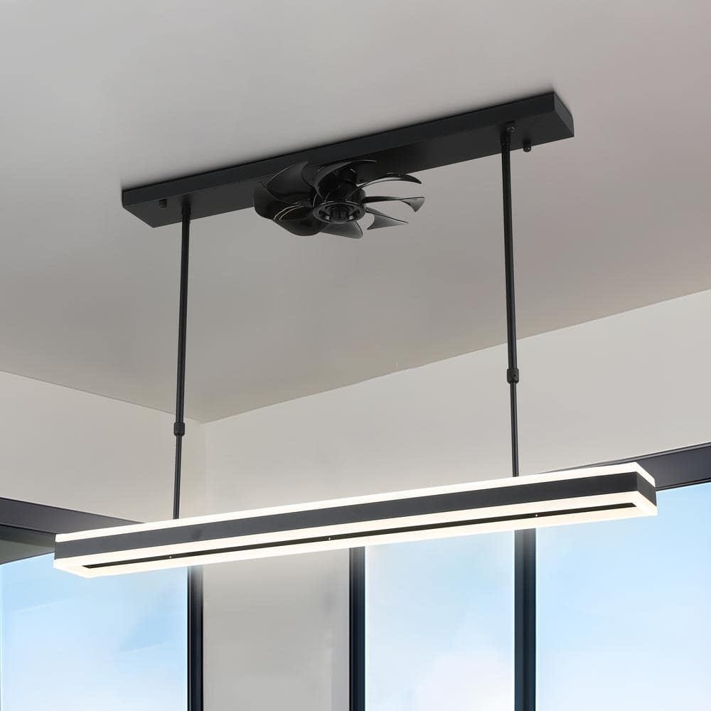 Bella Depot Modern 39 in. Smart Indoor Black Hanging Island Pendant ...