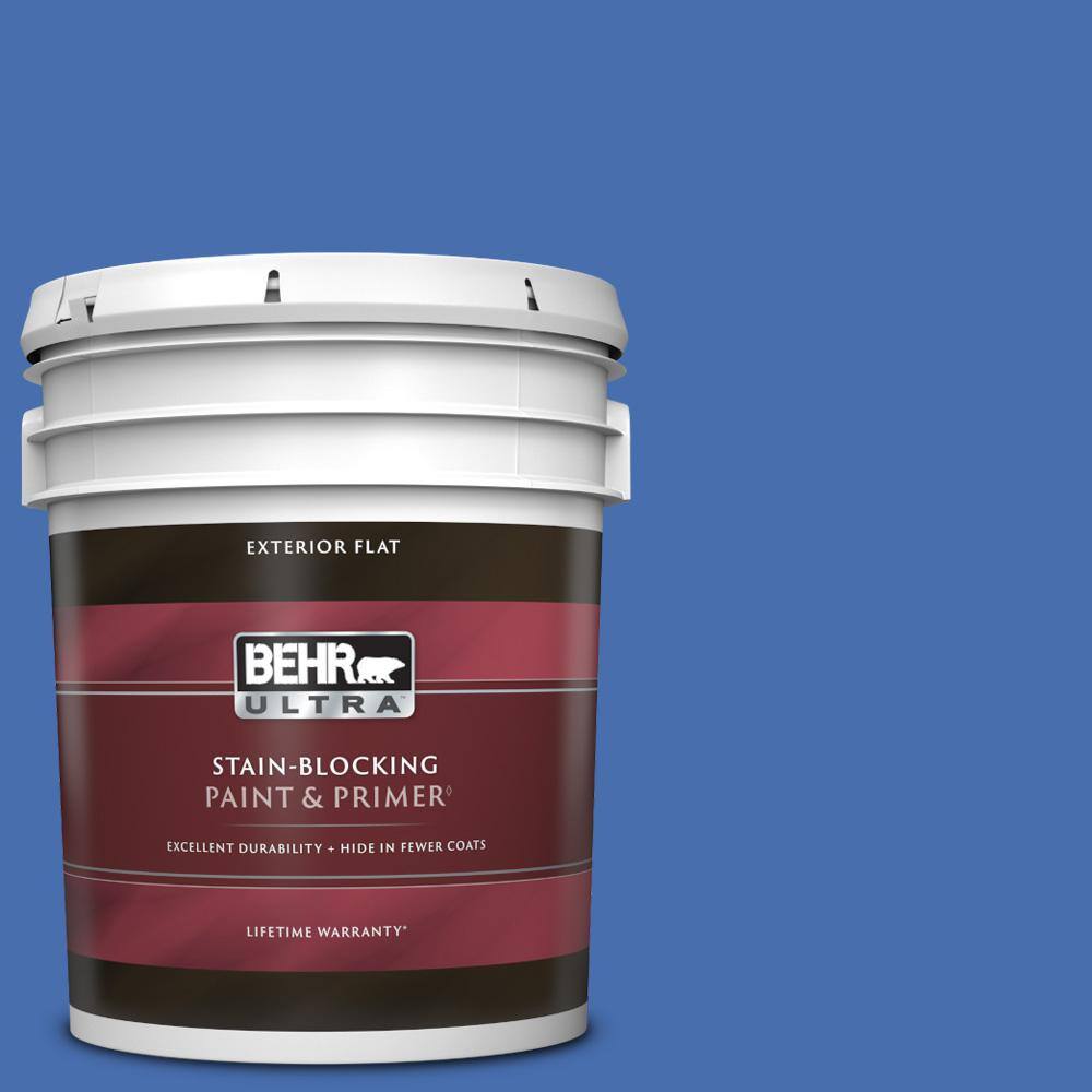 BEHR ULTRA 5 gal. #PPU15-05 New Age Blue Flat Exterior Paint & Primer ...