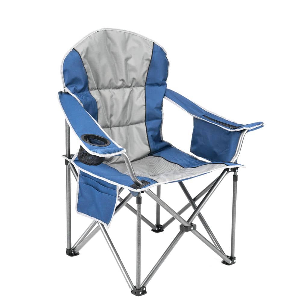 Blue Gray Oversized Portable Outdoor Camping Folding Chair Heavy Duty ...