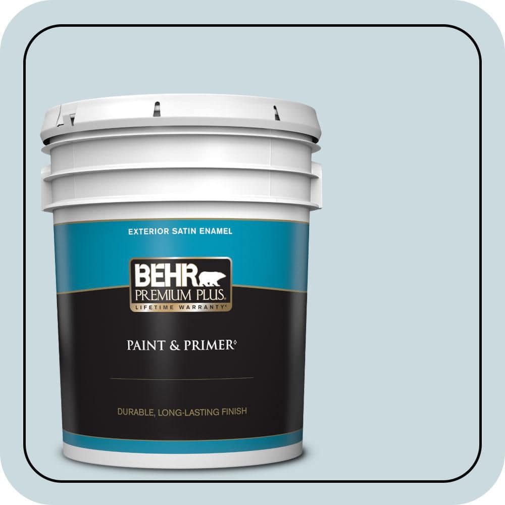 BEHR PREMIUM PLUS 5 gal. #MQ3-53 Sky Light View Satin Enamel Exterior ...