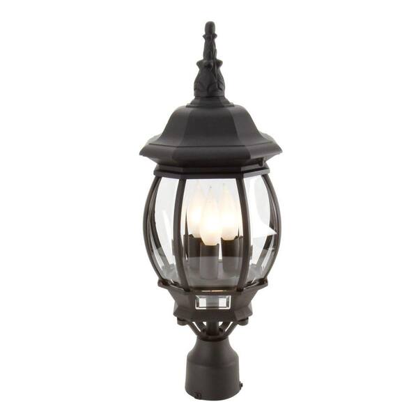 Hampton Bay 3-Light Black Outdoor Post Lantern GNC1813A-BK - The Home Depot