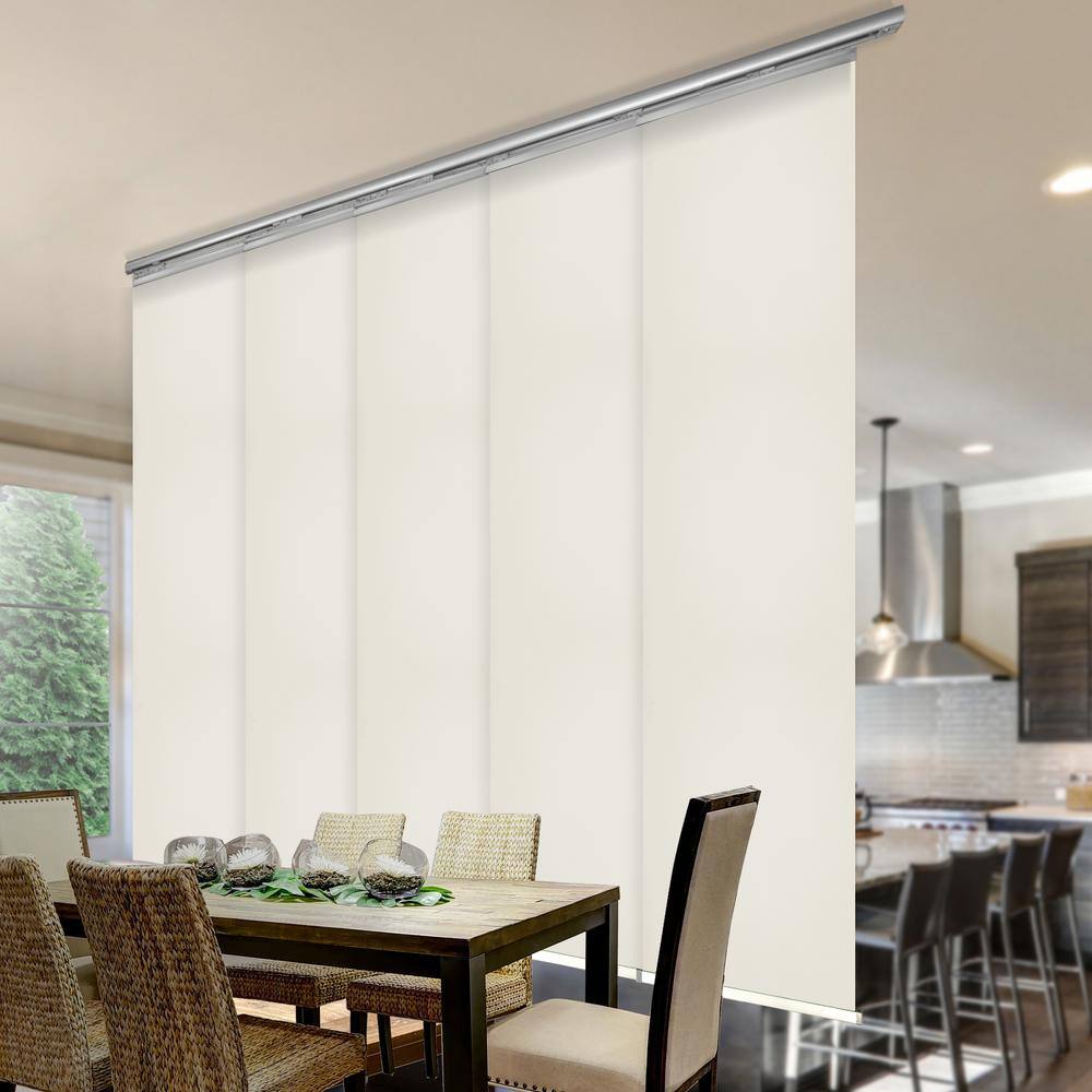 EMOH Putty 58 in. - 110 in. W x 116 in. L Adjustable 5- Panel White ...