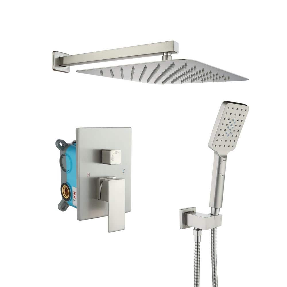 Satico 1-Spray Patterns with 1.8 GPM 10 in. Wall Mount Dual Shower ...