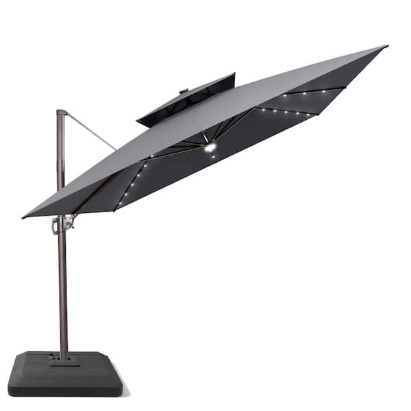 CLOUDFLY 11 ft. x 11 ft. Outdoor Patio Umbrella 6-Tilt Angles Solar LED ...