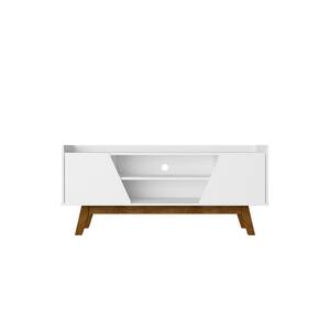 Manhattan Comfort Marcus White Mid-Century Modern TV Stand Fits TVs Up ...