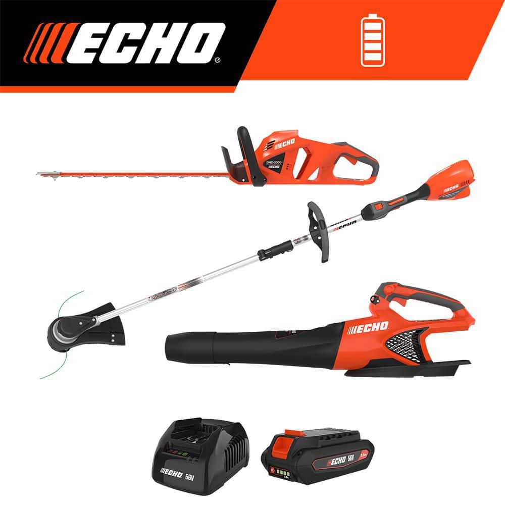 ECHO 56V Cordless Battery String Trimmer, Blower, and Hedge Trimmer ...