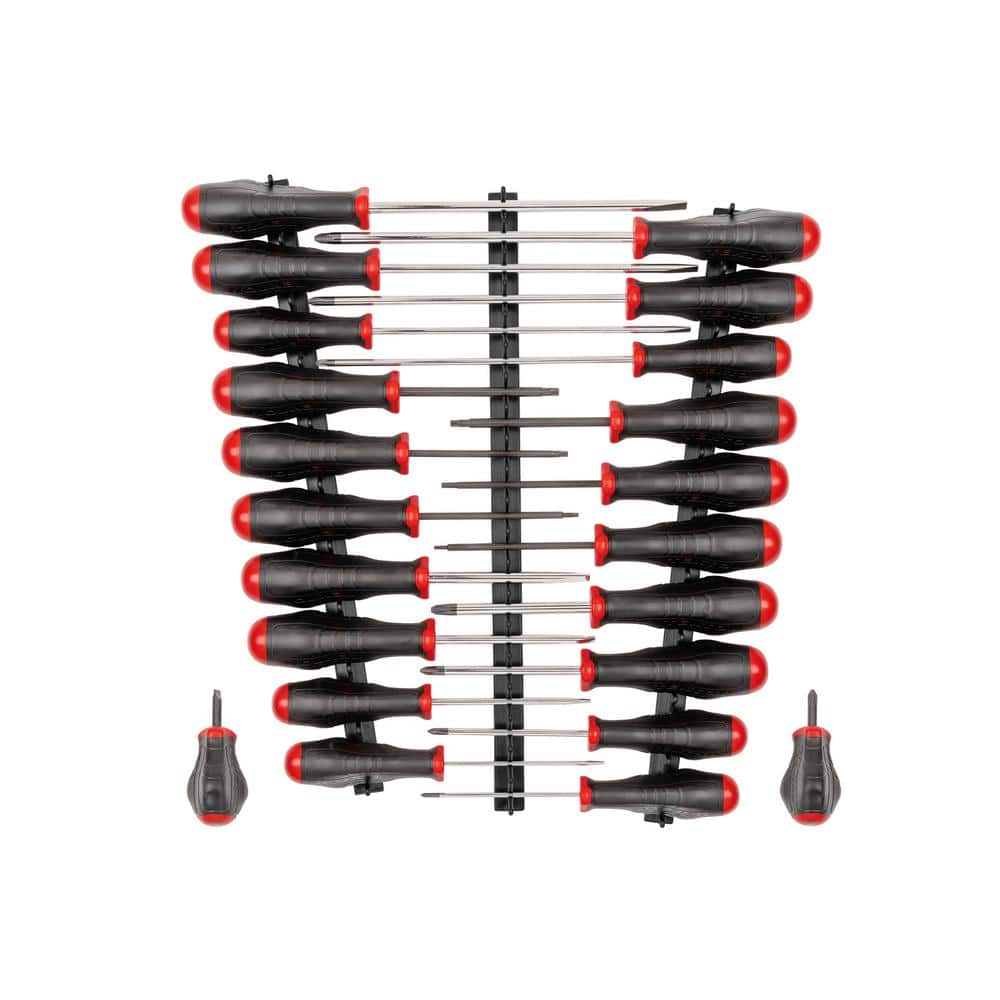 TEKTON High-Torque Screwdriver Set with Black Rails, 22-Piece (#0-#3,1/ ...