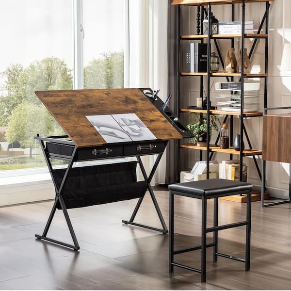 VECELO Height Adjustable Drafting Table Drawing Table Set 23.6 in ...