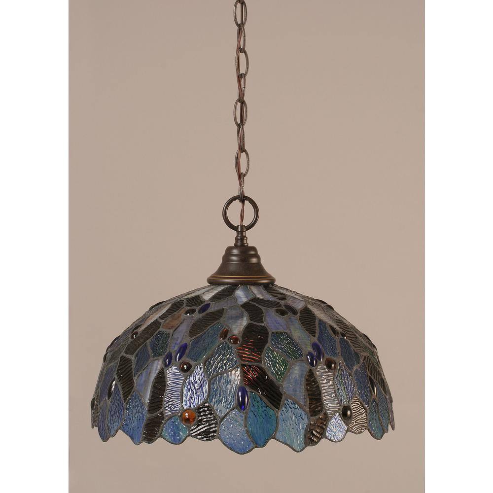 Kingston 100-Watt 1-Light Dark Granite Bowl Mini Pendant Light with ...