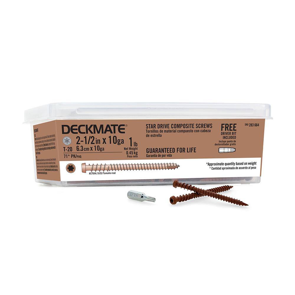 DECKMATE #10 x 2-1/2 in. Star Pan-Head Composite Deck Screws (1 lb ...