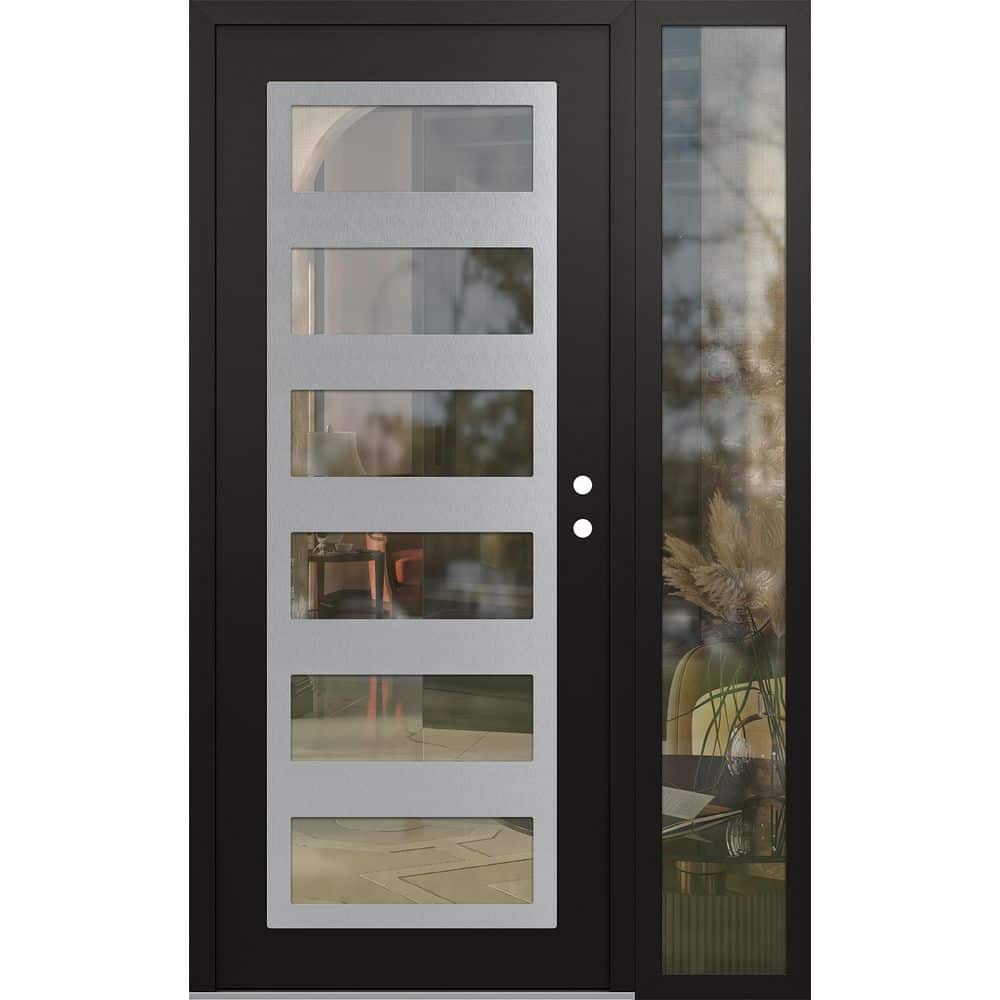 Tessari Doors C9 50 in. x 80 in. Silver P Left-Hand/Inswing Clear Glass ...